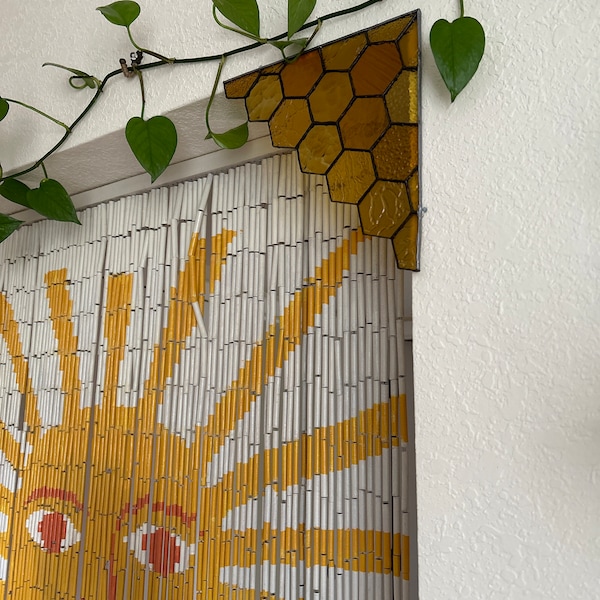 Stained Glass Honeycomb Sun Catcher – Hexagon Window Hanging, Rainbow ...