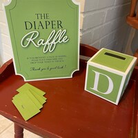 Diaper Raffle Game Kit With Sign and Mini Card Box in Blush Pink and ...