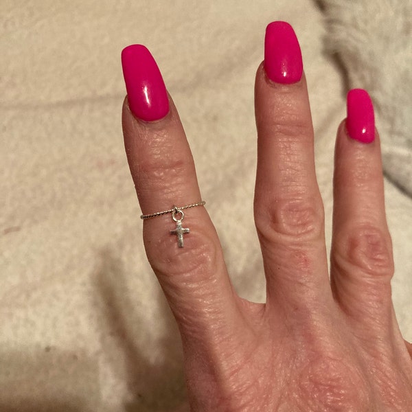 Sterling Silver Dangle Cross Knuckle Ring - Etsy