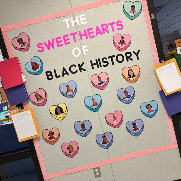 Black History Month Valentine's Day Bulletin Board Set, Door Decor ...