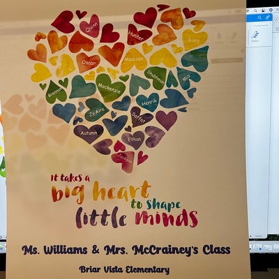 A4 Teacher Appreciation Heart Instant Download JPEG, Do It Yourself ...
