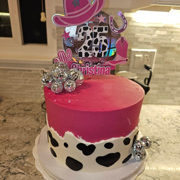 Cowgirl Shaker Cake Topper: Pink Rodeo Birthday Party Decor - Etsy