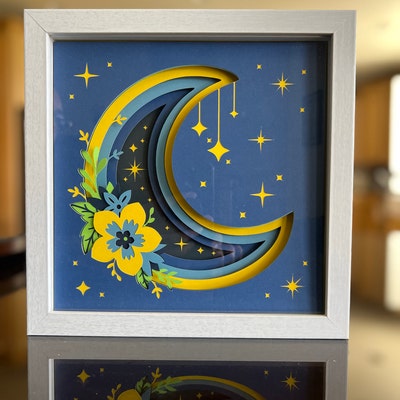 3D Moon Welcome Shadow Box, Floral Svg, 3D Mandala, Flower Shadow Box ...