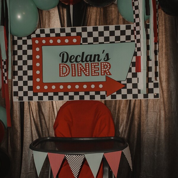 1950s Diner Party Sign - 50s Birthday Party Poster- Printable Sock Hop Soda Shop Backdrop ...