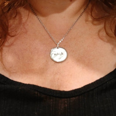 Custom Hand Stamped Pewter 1 Inch Circle Necklace Choose Your Phrase ...