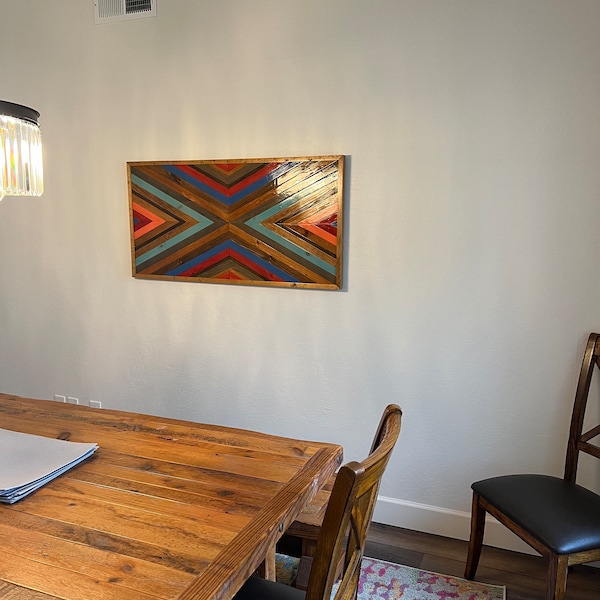 Original Geometric Wood Wall Art CROSSROADS Statement Handcrafted ...