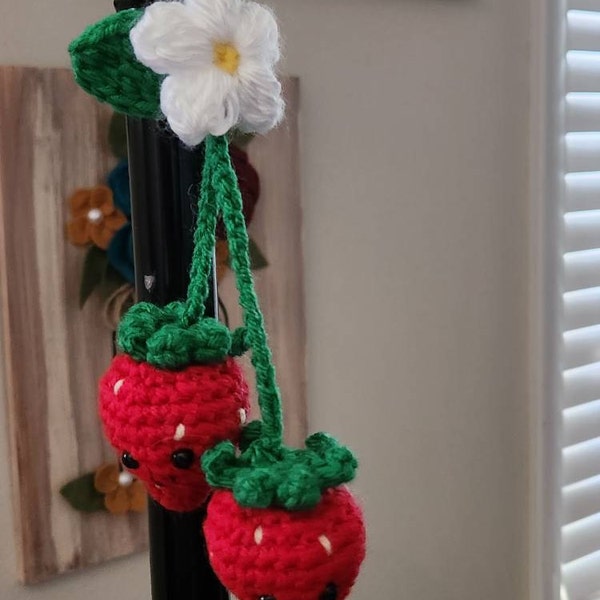 CROCHET PATTERN ONLY Crochet Strawberry Car Interior Rearview Mirror ...