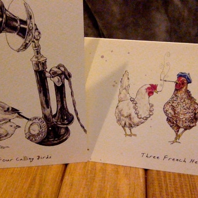 Four Calling Birds Christmas Card C04 Funny Christmas Card 12 Days of ...