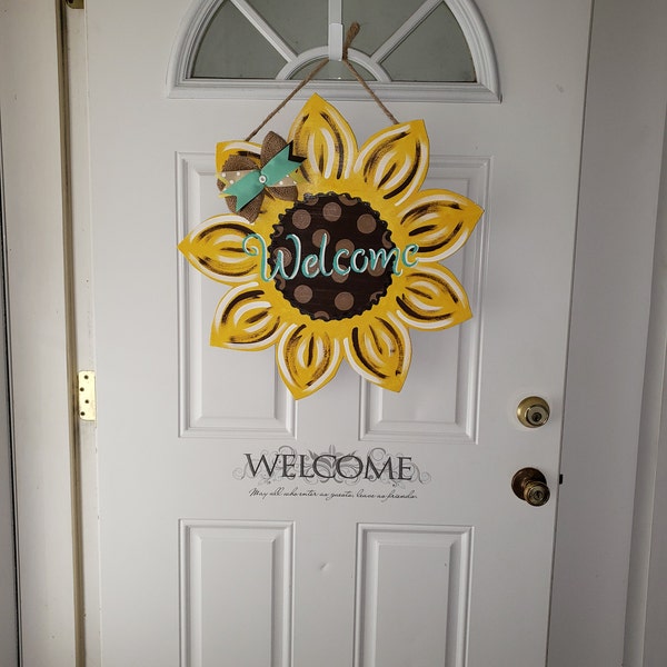 Sunflower Door Hanger, Sunflower, Home Sweet Home Sign, Door Decor ...