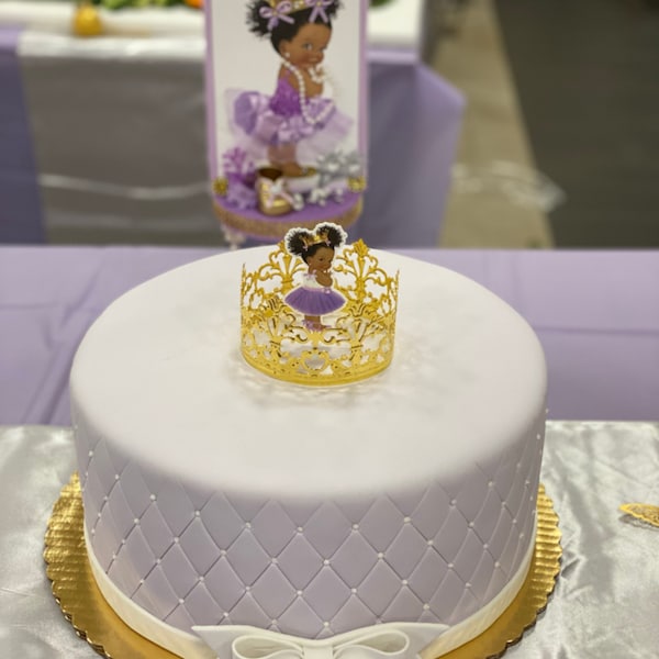 Vintage Purple Afro Baby Cupcake Toppers Princess Vintage Baby Crown - Etsy