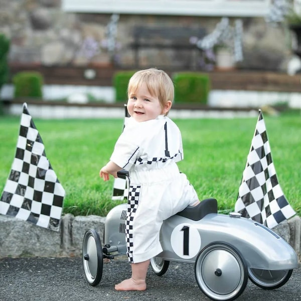 Personalized Baby White Racer Shorts-long Jumpsuittwo Fast Racer ...