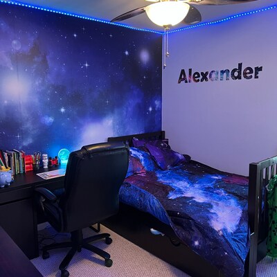 Custom Name Decal Outer Space Galaxy Wall Art Decor Personalized Nebula ...