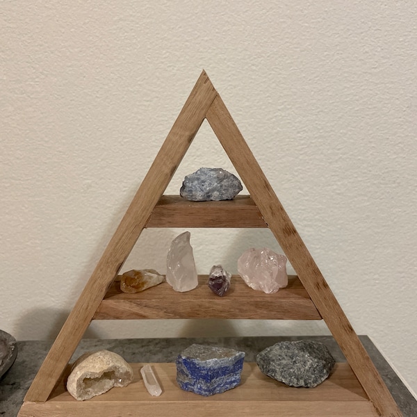 Wooden Crystal Storage - Triangle Shelf - Shelving for Gemstones and ...