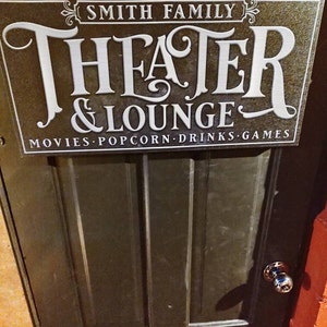 Personalized Theater & Lounge Large Rustic Wall Art Movie TV Room Sign ...