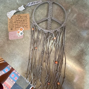 Macrame Peace Sign, Hippie Decor, Boho Home Decor, Peace Sign Decor ...