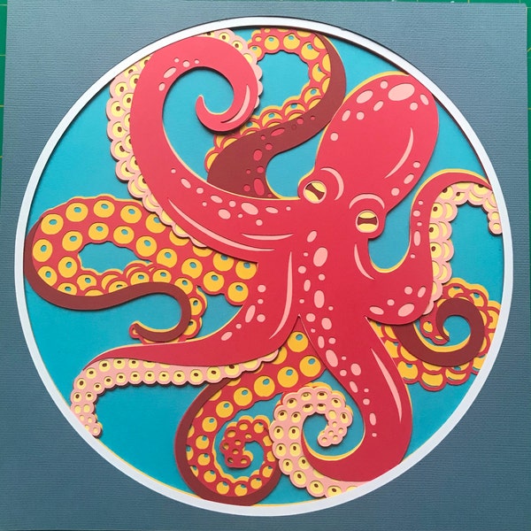 3D OCTOPUS SVG -ocean Shadow Box Svg -layered Cardstock Svg - for ...
