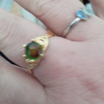 14K Gold Mood Ring, Dainty Ring for Women, Feeling Stone Ring, Colorful ...