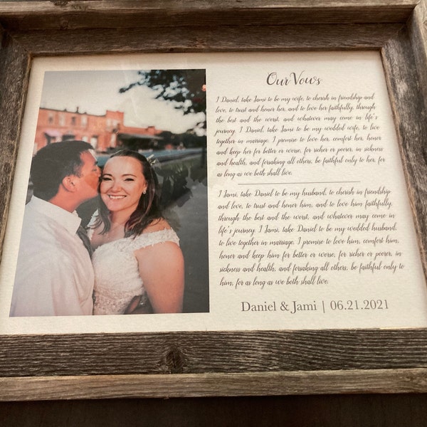 Framed Wedding Vows, Custom Framed Wedding Vows With Photo Print ...