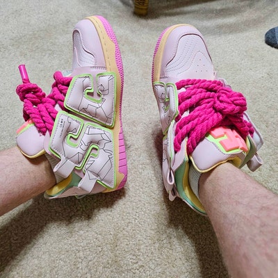 Chunky Laces 10mm Thick Cotton Rope Shoelaces Hot Pink With White Tips ...