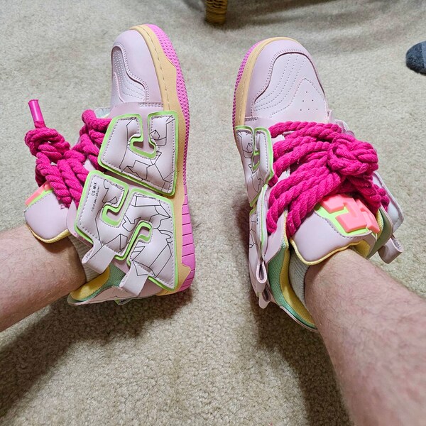 Chunky Laces 10mm Thick Cotton Rope Shoelaces 2pcs, White With White ...