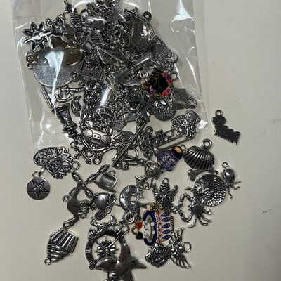 6 KNITTING Charms Knit One, Pearl One Silver Tone Charm Collection, Diy ...