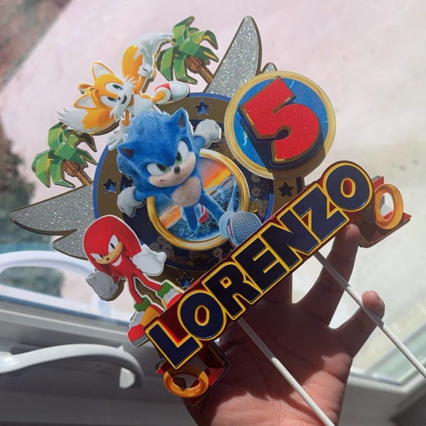 Sonic and Shadow Cake Topper. Sonic Shaker Cake Topper With Lights. 3D ...