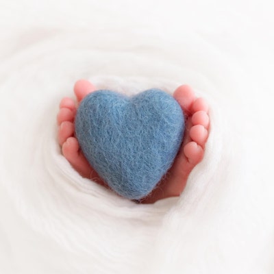 Newborn Photography Felted Baby Hearts in Assorted Colors, Newborn Baby ...