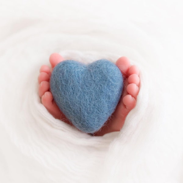 Newborn Photography Felted Baby Hearts in Assorted Colors, Newborn Baby ...
