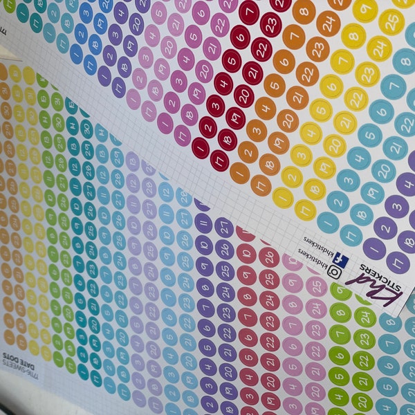 A Year of Date Dots Stickers, Planner Stickers, Removable - Etsy