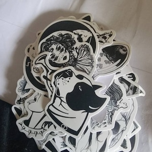 100 Cool Black and White Goth Laptop Stickers Dark Skull Tattoo Decals ...