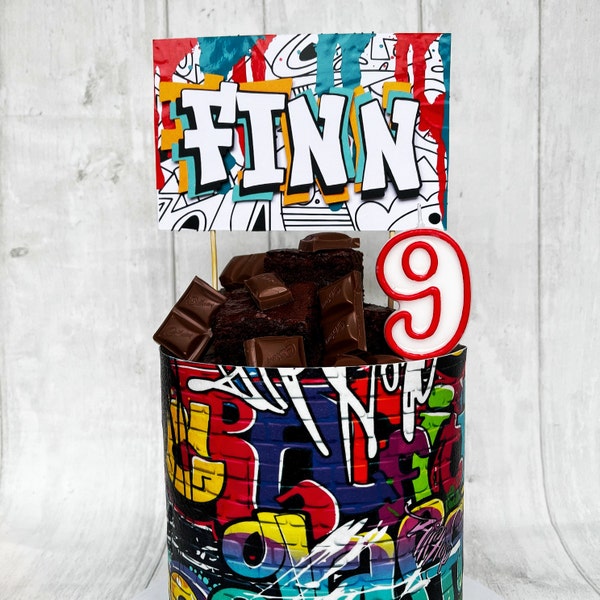 Graffiti Edible Cake Topper – Colourful Urban Street Wall Art Design ...