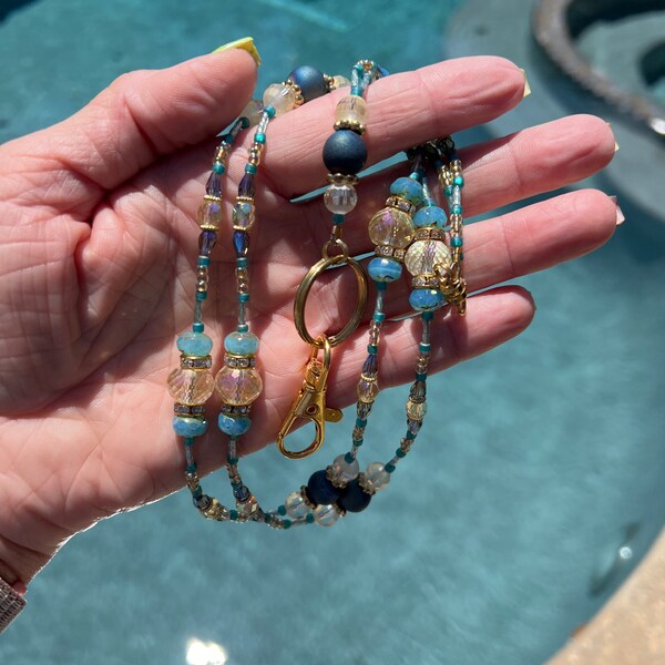 Blue Geode Stone, Aqua and Opal Crystal Glass, and Rhinestone Wheel ...