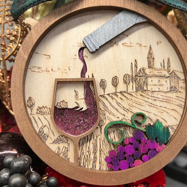 Layered Fillable Wine Ornament SVG File, Wine Christmas Ornament SVG ...