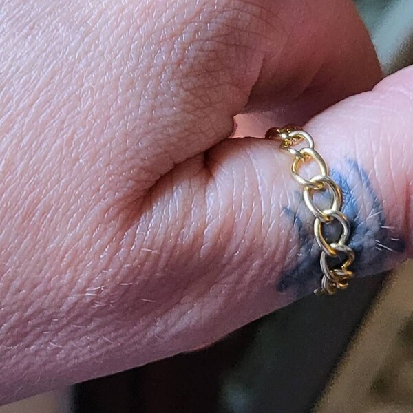 14K Gold Filled Flat Curb Chain Ring, Minimalist Stacking Rings ...