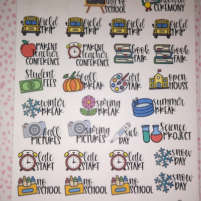 School Activity Planner Stickers, Functional Planner Stickers, Icon ...