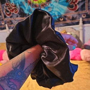 XXL Steel Gray Satin Scrunchies, Floral Gray Matte Satin Jumbo ...