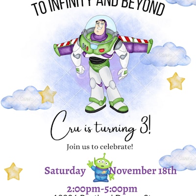 Buzz Lightyear Birthday Invitation, Digital and Printable Invite, Toy ...