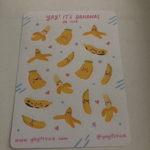 Banana Sticker Sheet - Kawaii Stickers - Cute Stationery - Journal ...