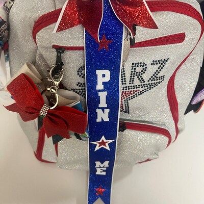 Pin Me Cheer Competition Tag Ribbons, Customizable Glitter Colors Add ...