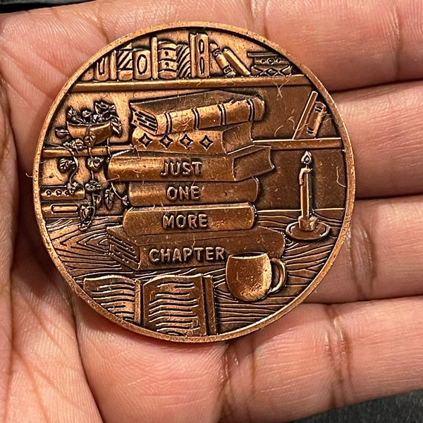 One More Chapter Go to Bed Decision Coin Bookish Gift Copper Silver ...
