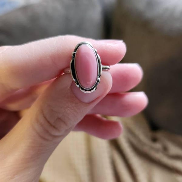 Oval Pink Conch Shell Ring/sterling Silver Queen Conch Shell Ring/conch ...