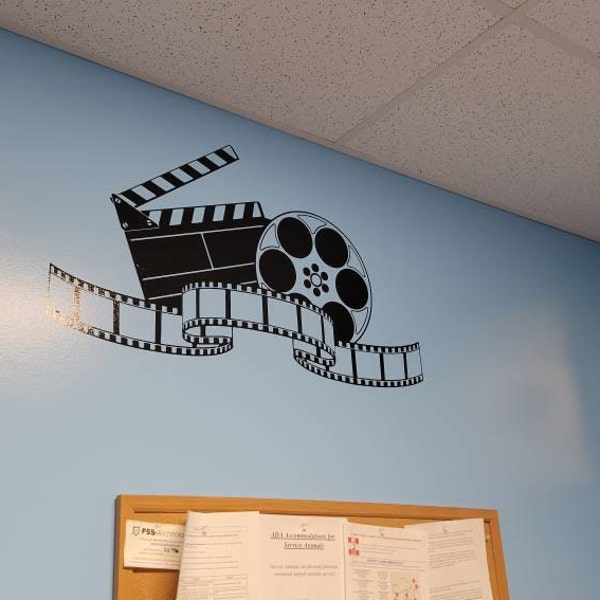 Cinema Wall Decal Movie Film Tape Poster Home Theater Action Sign ...
