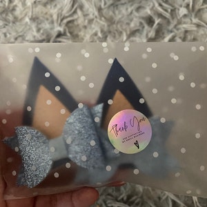 Blue Ear Hair Clips Hair Clip Ears Blue Dog Ears Chunky Glitter Bow ...