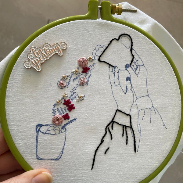 PDF PATTERN. Flower Cup Embroidery Design. Fine Line Embroidery ...