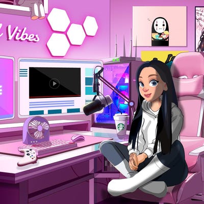 4x Animated Stream Screen for Twitch Pink Girl Game Room Neon Game Room ...