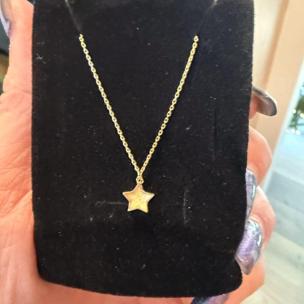 14k Solid Gold Drop Necklace, Gold Minimalist Necklace, Tiny Drop Charm ...