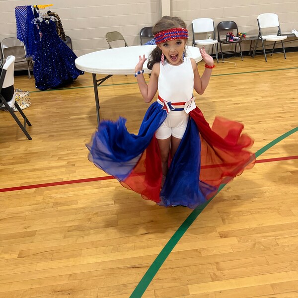 Red White Blue Wear With Cape Pageant Fun Fashion Girls Patriotic ...