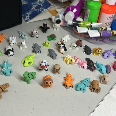 3D Printed Zoo Animal Toy Bundle Colorful Flexible Fidget Sensory Pet ...