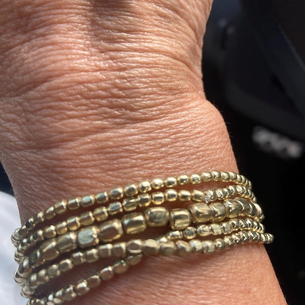 Pebble Bead Bracelet, Silver Bracelet, Bead Bracelet, Stretch Bracelet ...