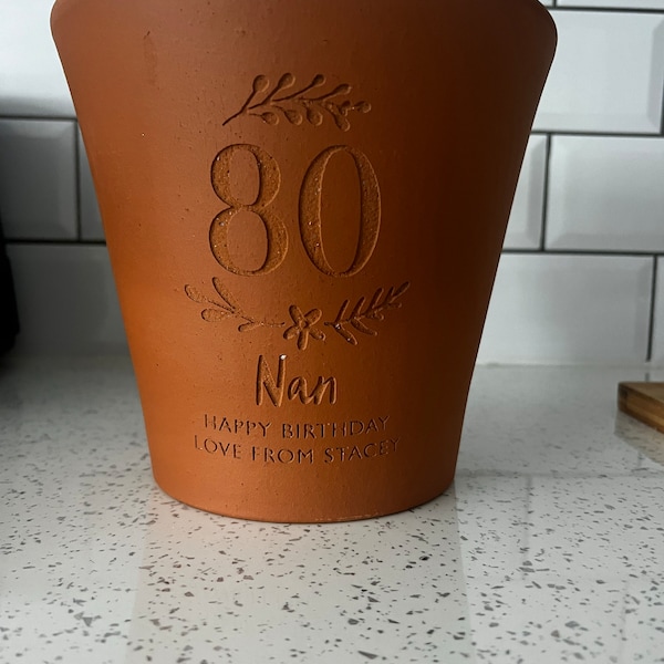 70th Birthday Personalised Plant Pot - Engraved 70th Birthday Gift for ...
